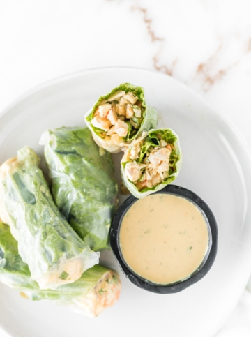 Thai Peanut Chicken Salad Spring Rolls - Lively Table