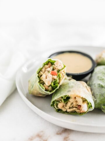 Thai Peanut Chicken Salad Spring Rolls - Lively Table