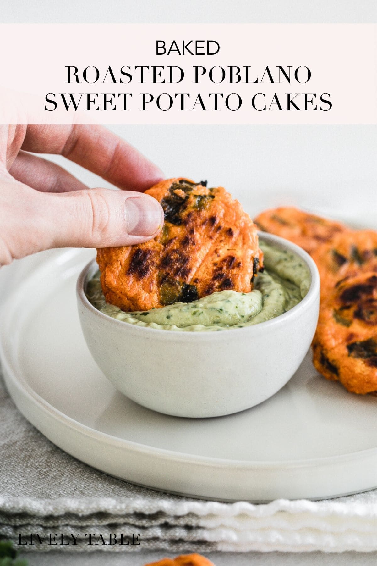 Healthy Poblano Goat Cheese Sweet Potato Cakes with Avocado Crema ...