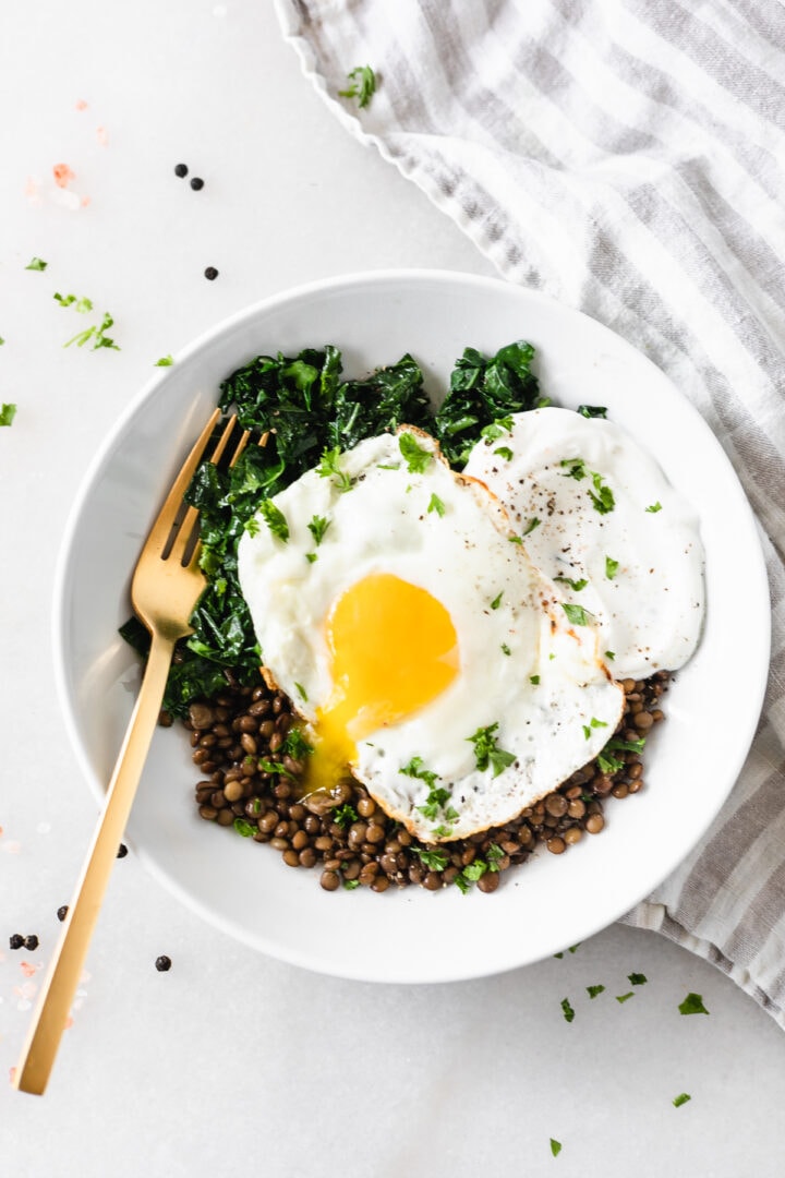 Healthy Kale Lentil Breakfast Bowls - Lively Table