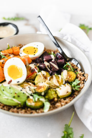 Roasted Vegetable Buddha Bowls with Tahini Dressing - Lively Table