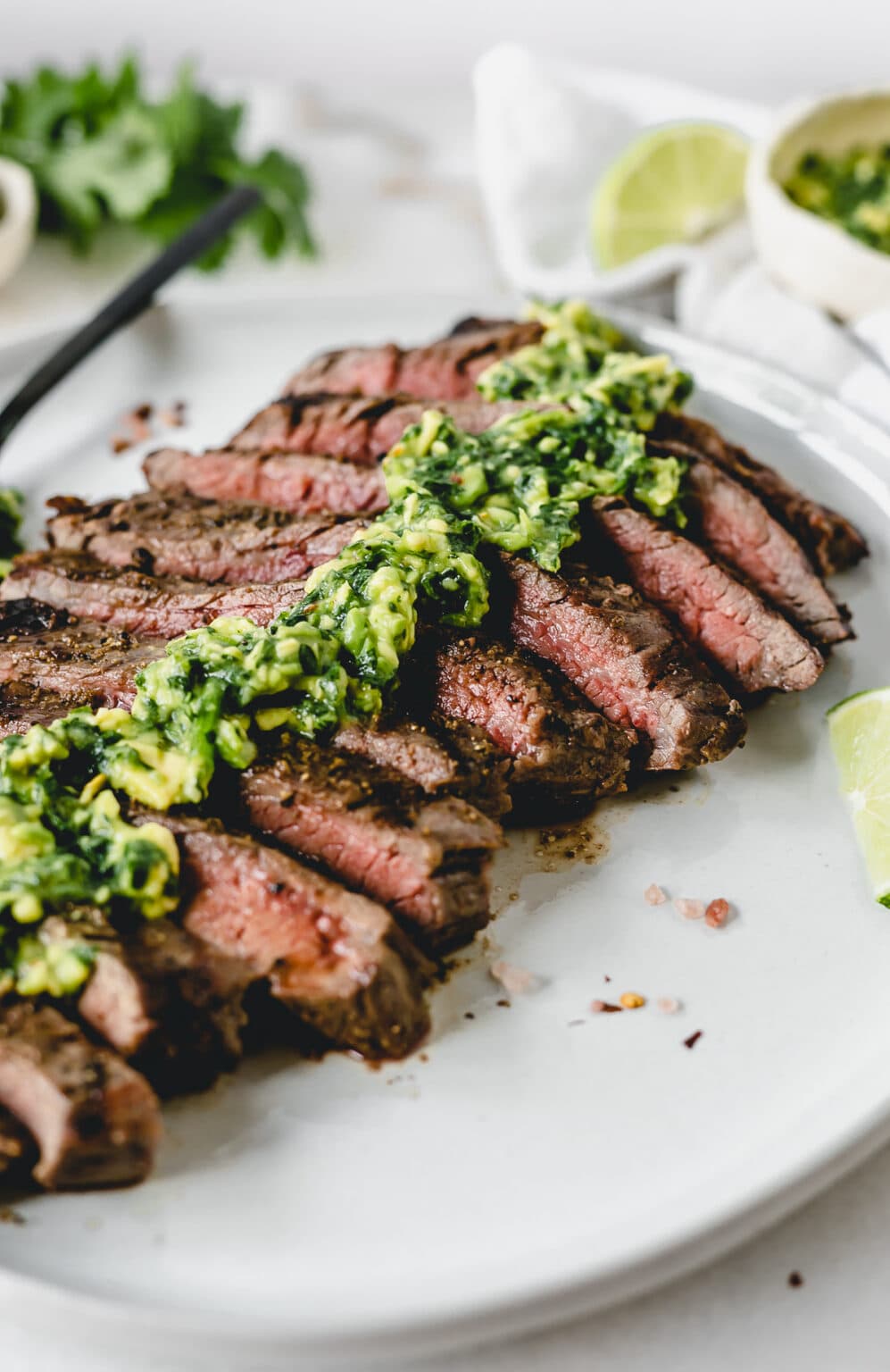 Grilled Flank Steak With Avocado Chimichurri - Lively Table