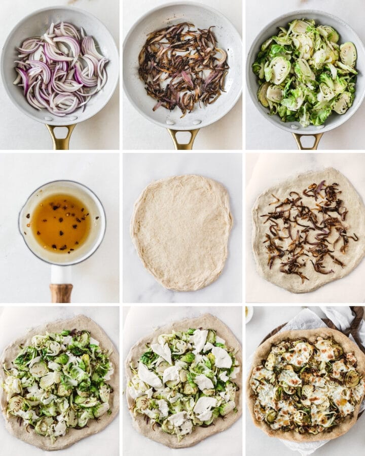 Caramelized Onion Brussels Sprout Pizza - Lively Table