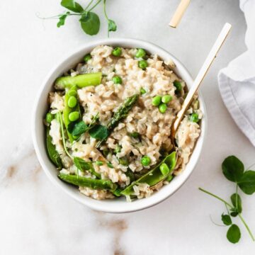 Spring Vegetable Instant Pot Brown Rice Risotto - Lively Table