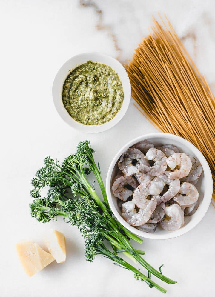 Easy Pesto Pasta with Shrimp and Broccolini - Lively Table