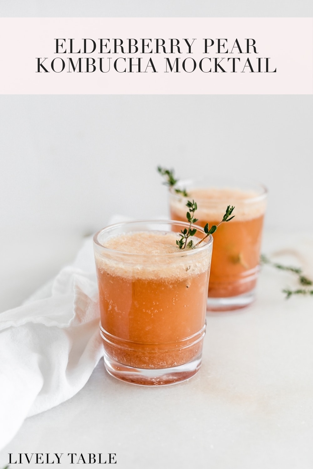 Elderberry Pear Kombucha Mocktail - Lively Table