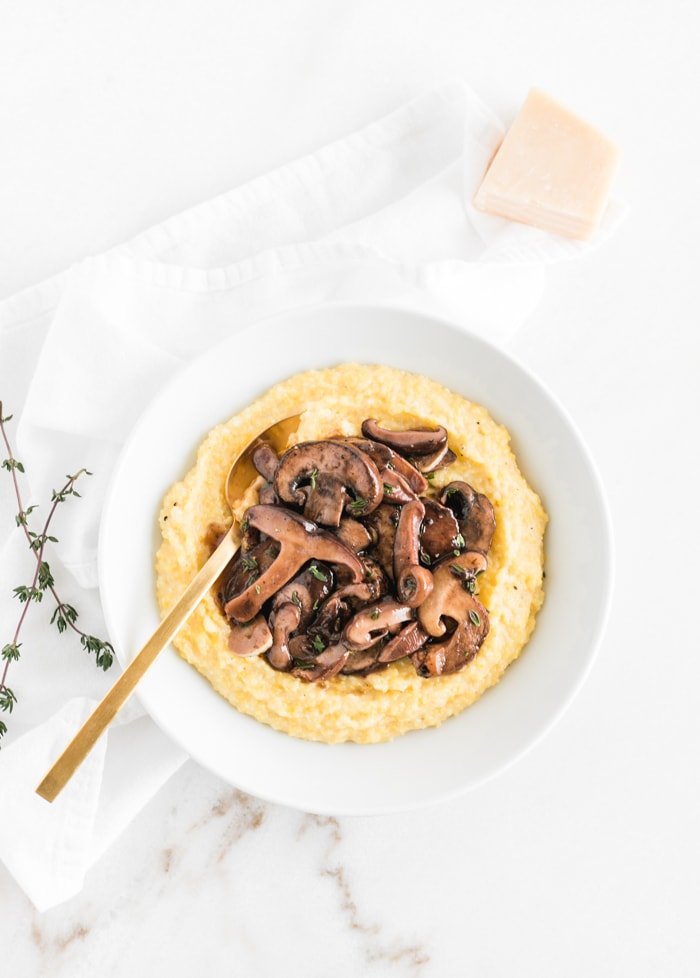 Creamy Parmesan Polenta with Red Wine Mushrooms Recipe