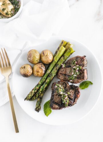 Cumin Rubbed Grilled Lamb Chops with Mint Chimichurri