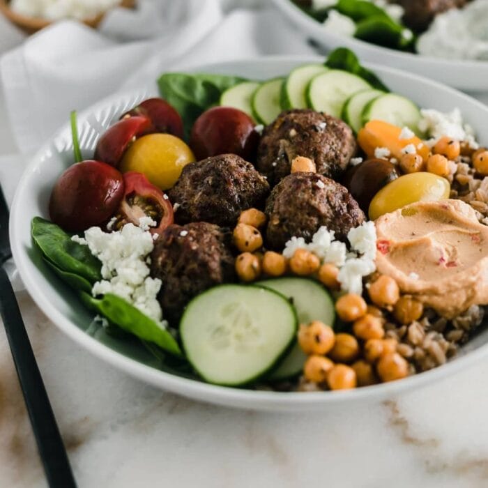 Mediterranean Meatball Bowls - Lively Table
