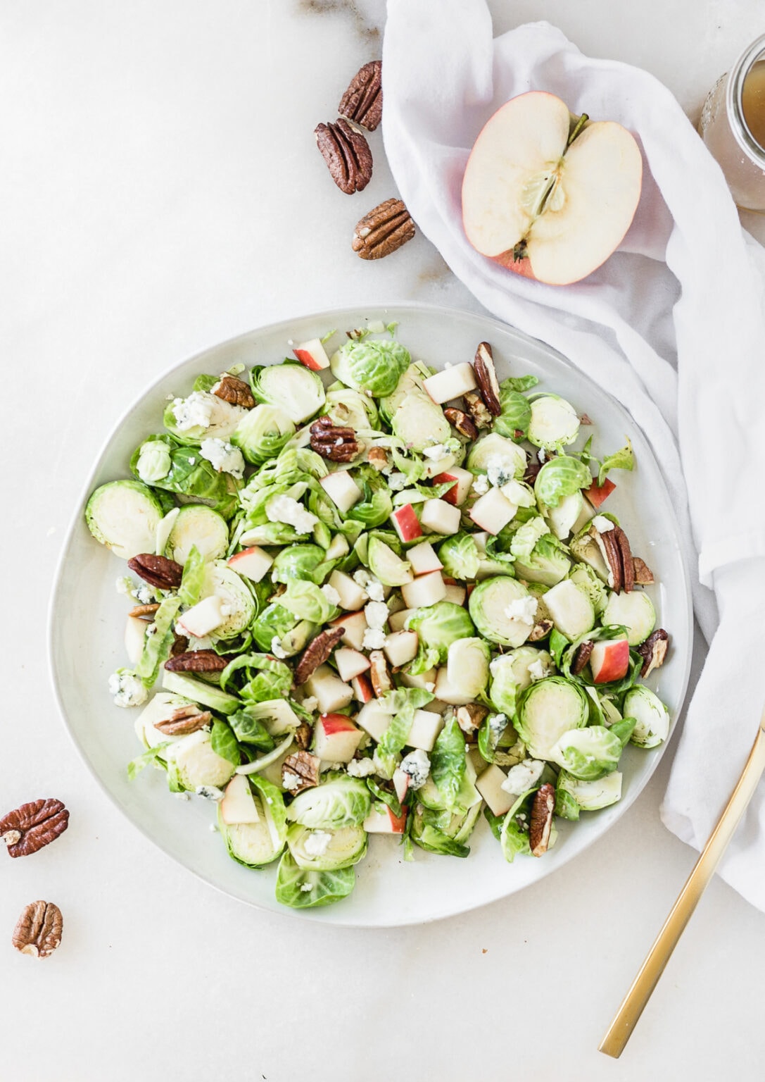 Apple Blue Cheese Shredded Brussels Sprouts Salad - Lively Table