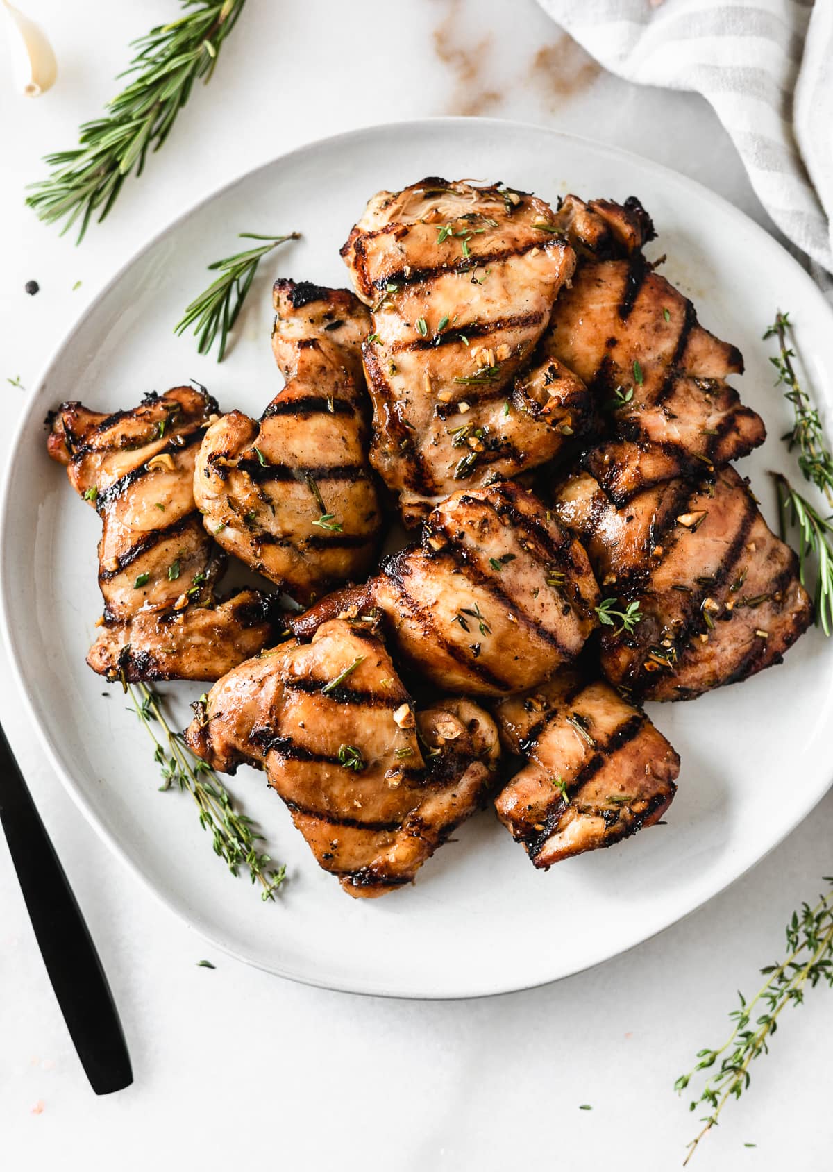 Maple Thyme Grilled Chicken Thighs - Lively Table