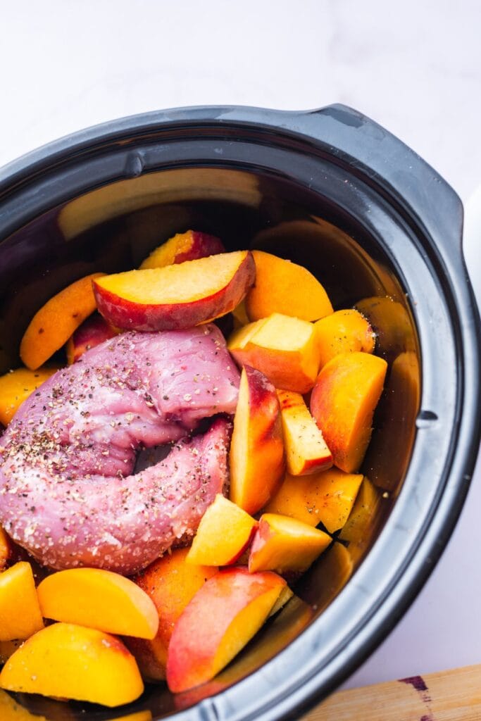 Slow Cooker Pork Loin with Peach Sauce